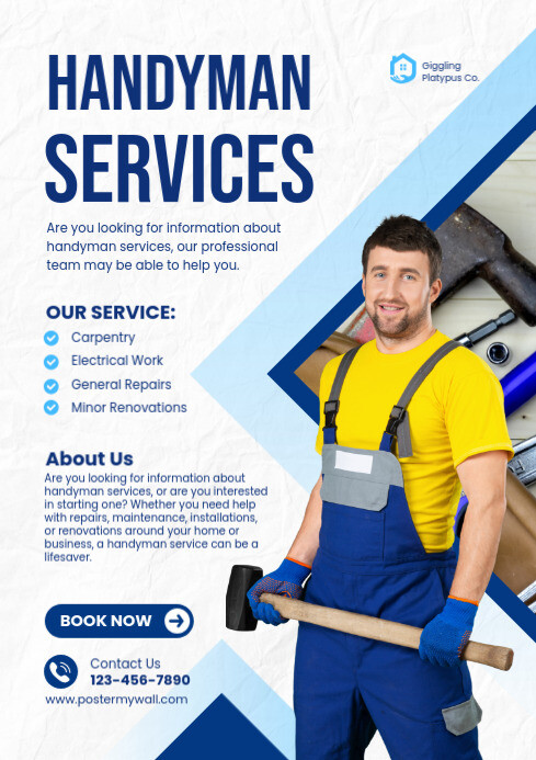 Profesional Handyman Service A4 Templat | PosterMyWall