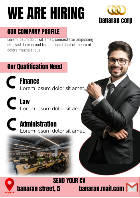 Profesional Hiring Pamflet A4 Template | PosterMyWall