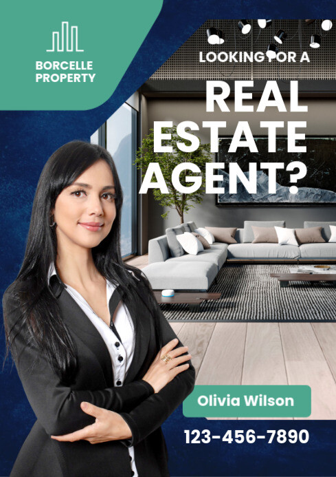 Profesional Real Estate Agent A4 Templat | PosterMyWall