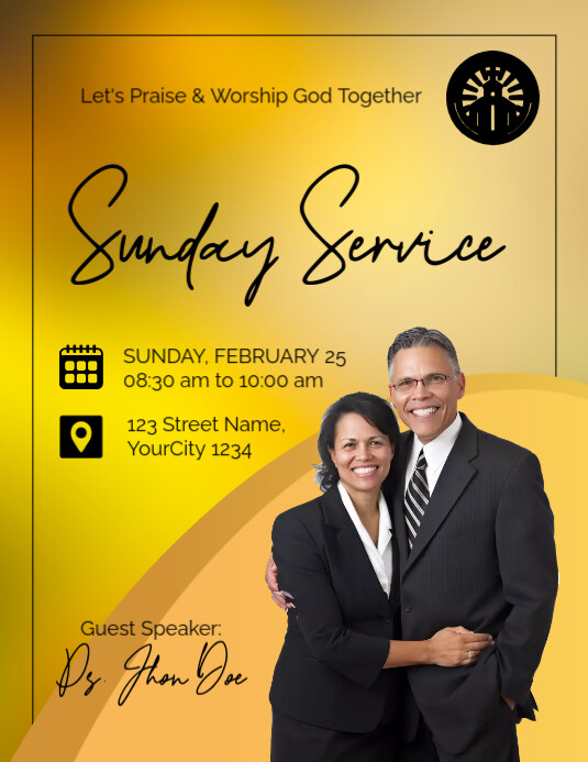 Profesional Sunday Service Church Flyer Pamflet (letter As) Template ...