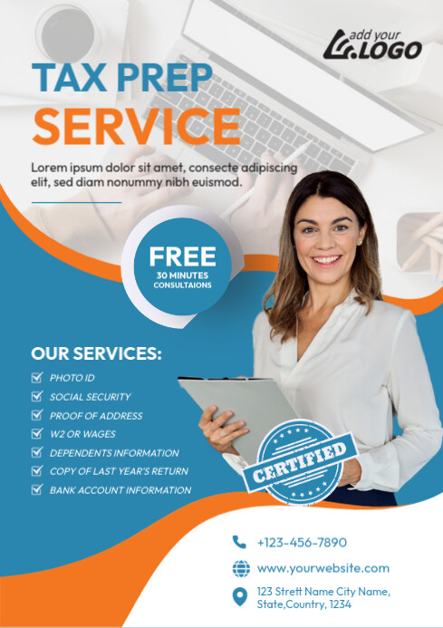 Profesional Tax Prep Service Template | PosterMyWall