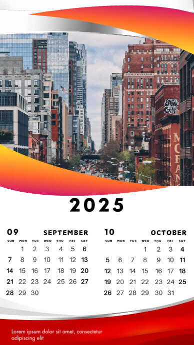 Professional 2025 Calendar September October Digital Display (9:16 ...
