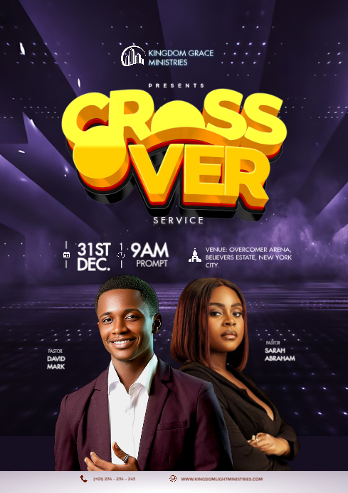 Professional 2025 Crossover Church Flyer A4 Template | PosterMyWall