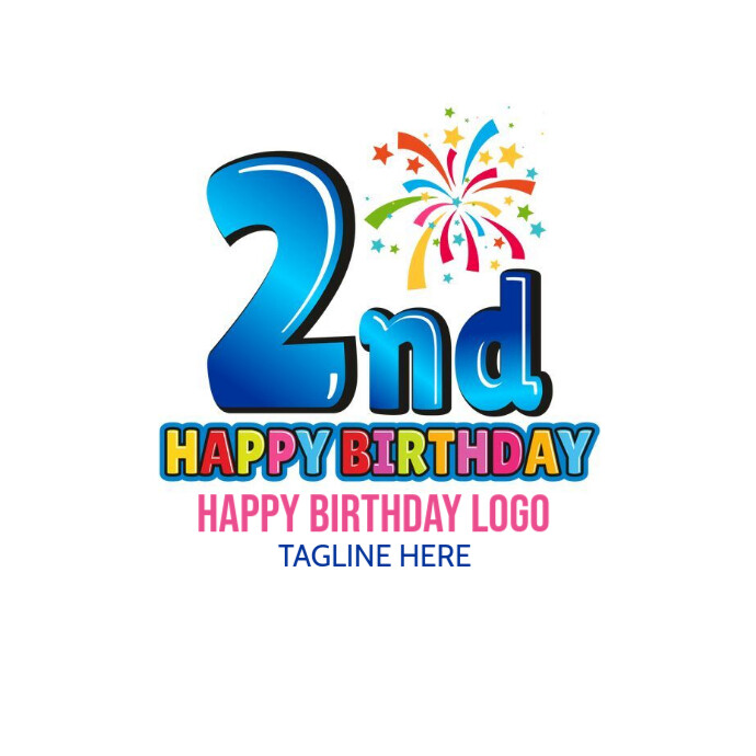 Copy of Professional 2nd Happy Birthday Logo Design Logo | PosterMyWall