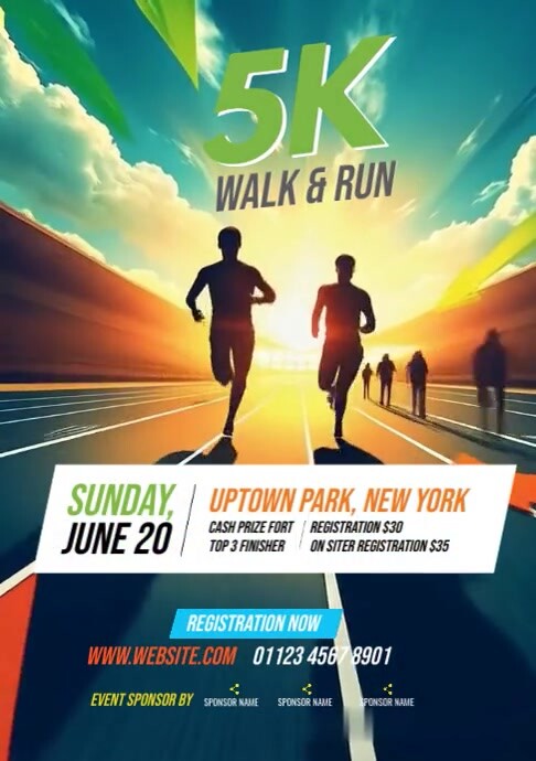 Professional 5k Run Flyer Template A4 | PosterMyWall