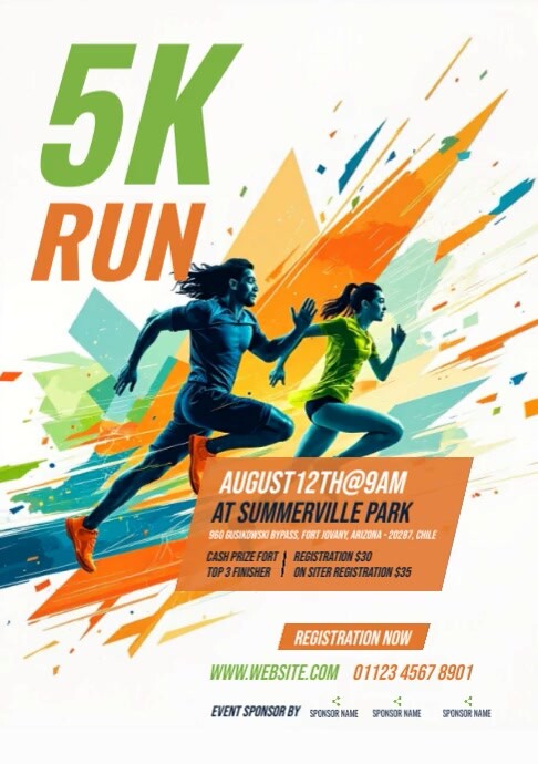 Copy of Professional 5k Run Flyer Template A4 | PosterMyWall