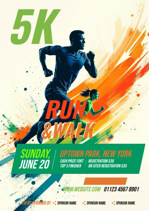Professional 5k Run Flyer Template A4 | PosterMyWall