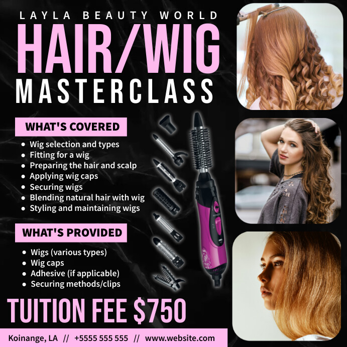 Copy of Professional Advanced Hair/wig Course Instagr | PosterMyWall