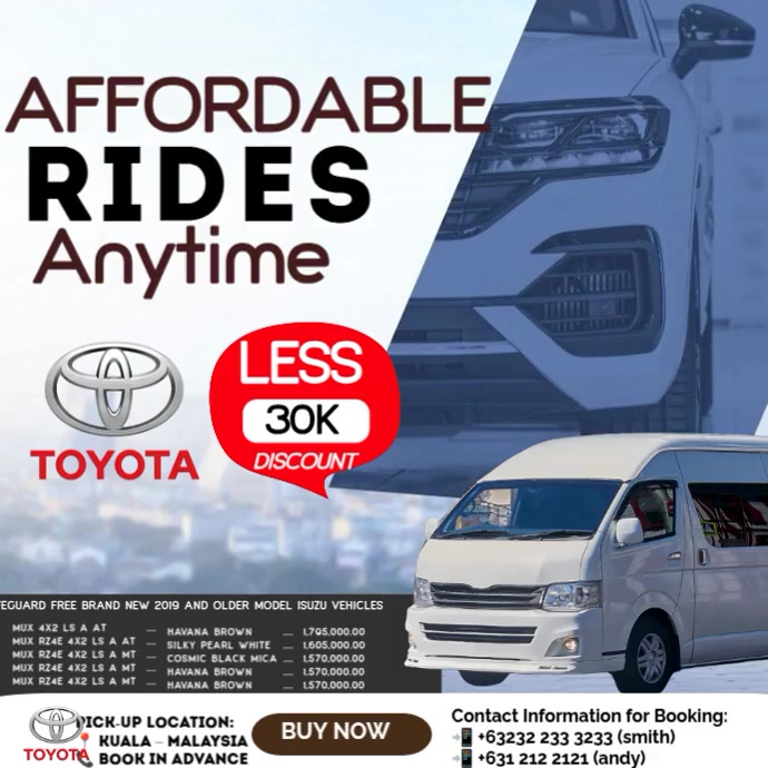 Copy of Professional Affordable Rides Instagram Post | PosterMyWall