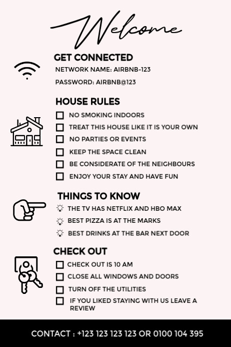 Professional Airbnb Guest Guidebook Poster Template | PosterMyWall