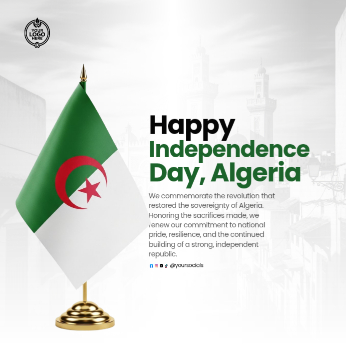 Professional Algerian Independence Day Instagram Post Template ...