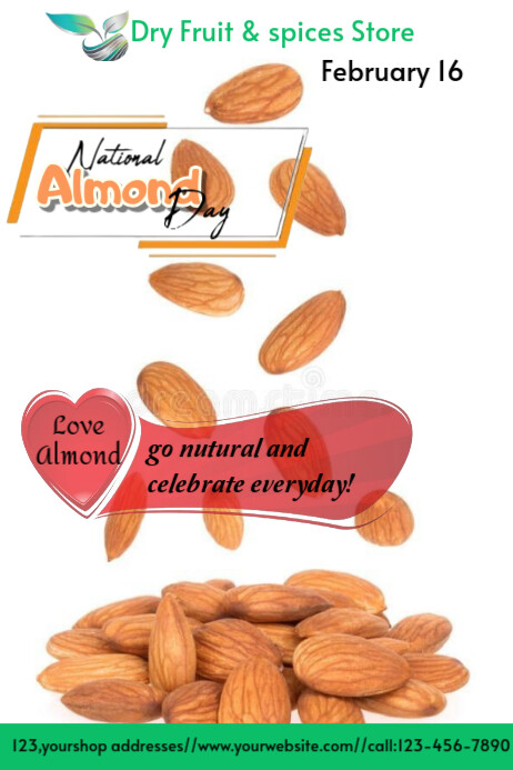 Professional Almond Day Dry Fruit And Spices Greetings Template Poster ...