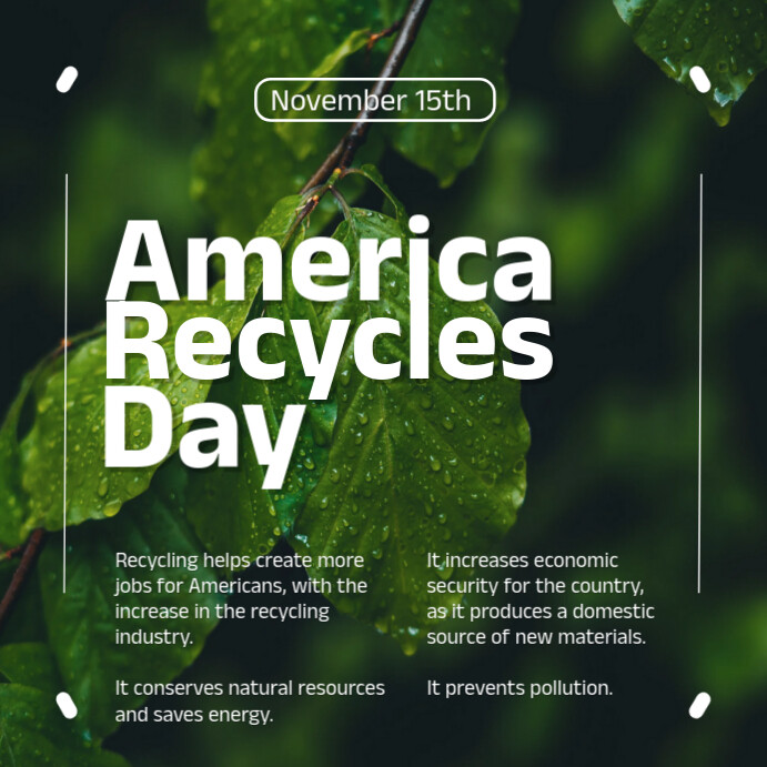 Copy of Professional America Recycles Day Instagram Post | PosterMyWall