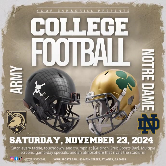 Copy of Professional Army Vs Notre Dame. College Football. American ...