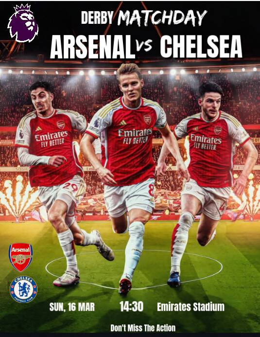 Copy of Professional Arsenal Vs Chelsea Matchday Flyer (us Letter ...