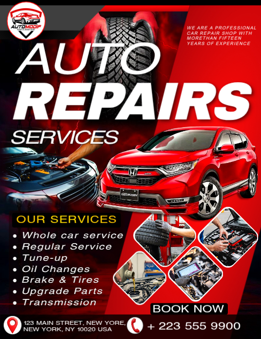 Professional Auto Repair Services Poster Template for Car Garage ...