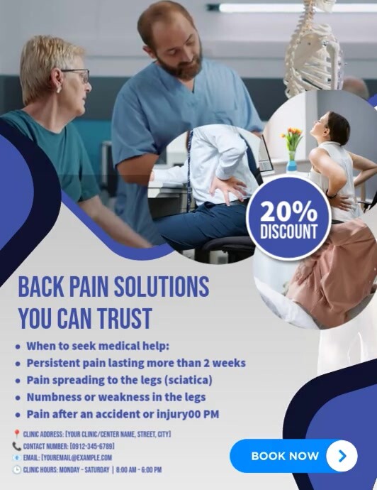 Professional Back Pain Treatment Template | PosterMyWall