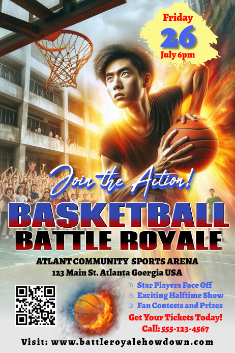 Professional Basketball Sports Games Tourname Template | PosterMyWall