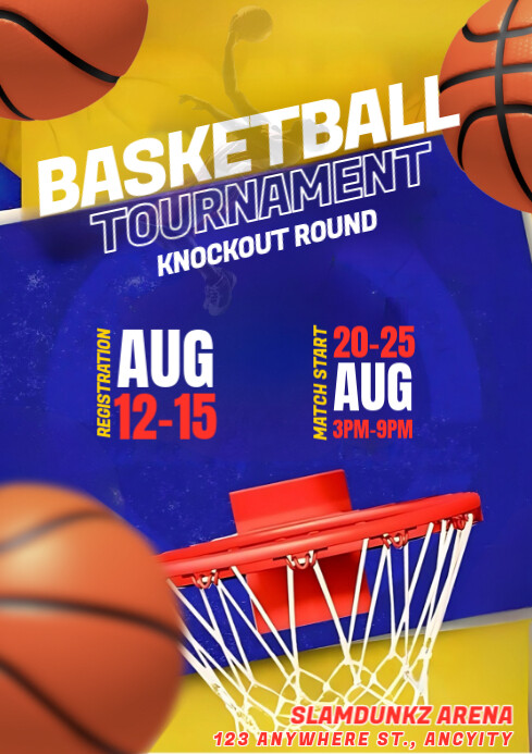 Professional Basketball Tournament A4 Template | PosterMyWall