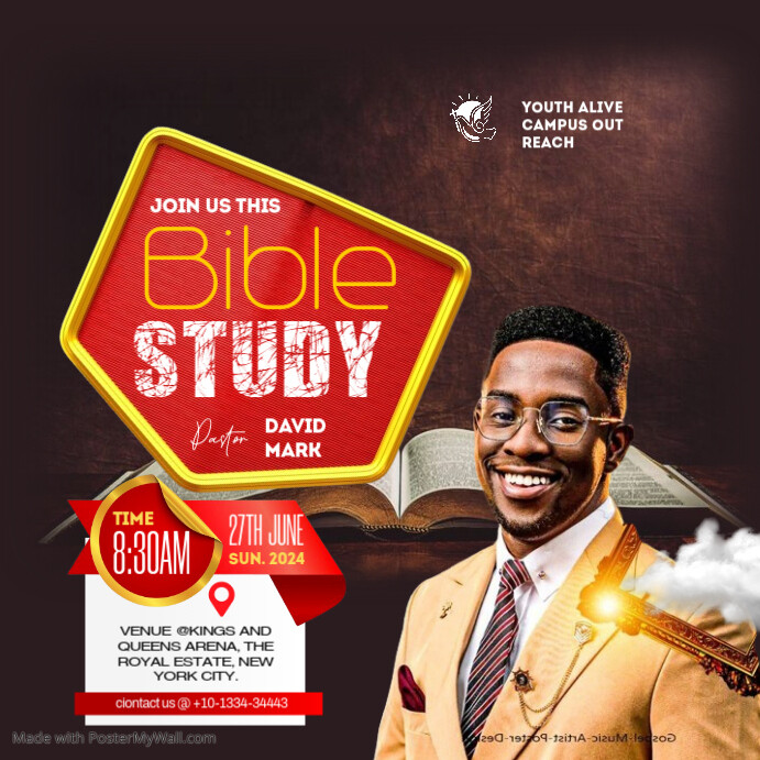 Plantilla de Professional Bible Study, Church, Revival Prayer Worship And Praise, Sunday Service ...