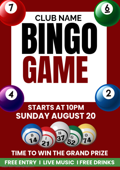 Copy of Professional Bingo Night Event Poster Flyer Editable A4 ...