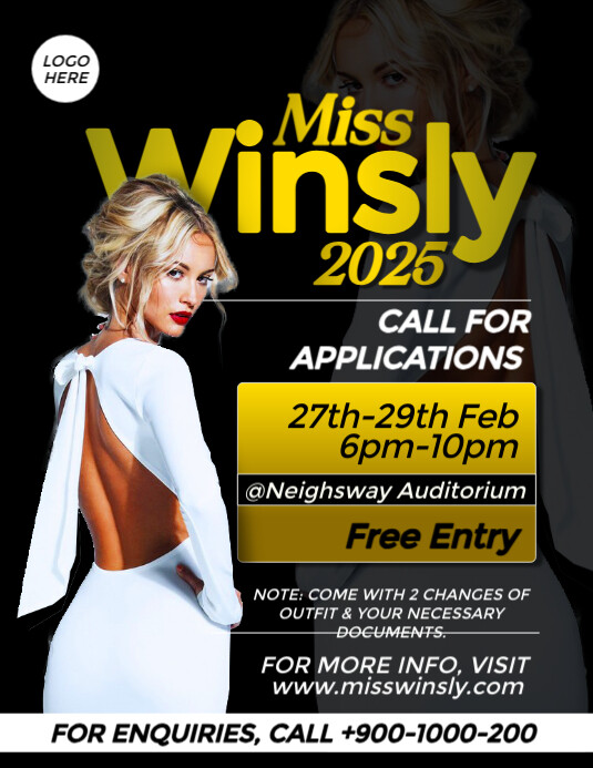 Professional Black and Gold Beauty Pageant Flyer Template | PosterMyWall