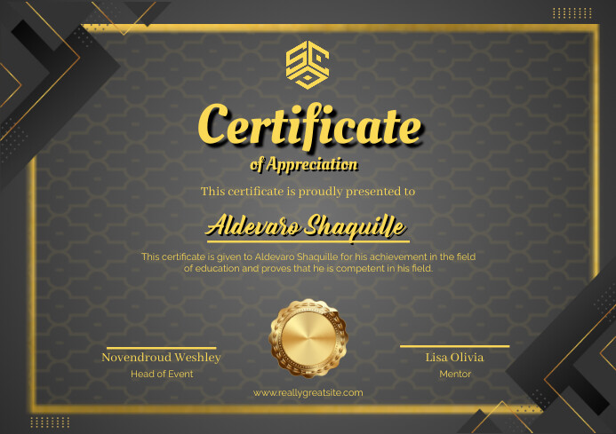 Professional Black And Gold Certificate Of Ap Template | PosterMyWall