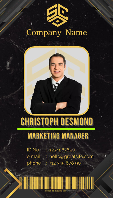 Professional Black And Gold Modern Id Card Bu Template | PosterMyWall