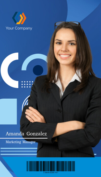 Copy of Professional Blue And White Geometric Id Card Business Card ...