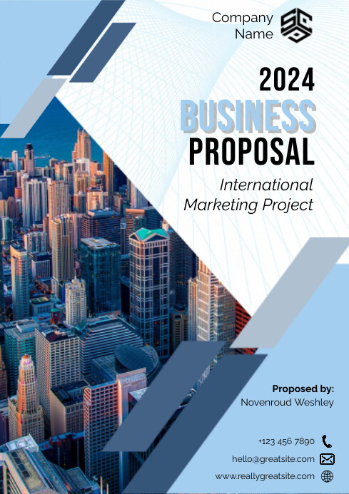 Professional Blue And White Modern Business P Template | PosterMyWall