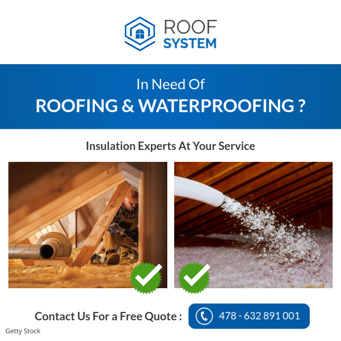 Professional Blue And White Roofing And Waterproofing Professional ...