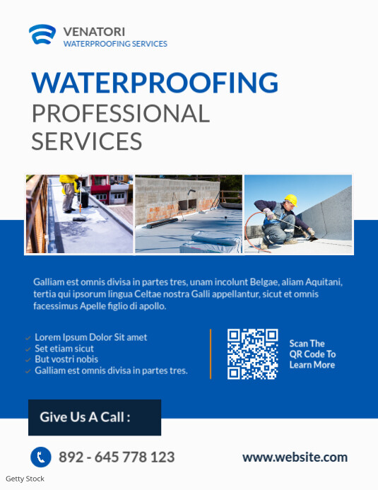Professional Blue And White Waterproofing Pro Template | PosterMyWall