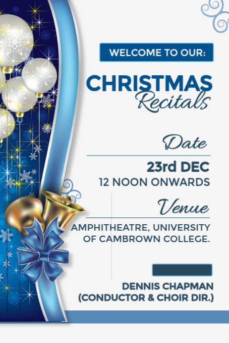 Professional Blue Christmas Recitals Poster Template | PosterMyWall