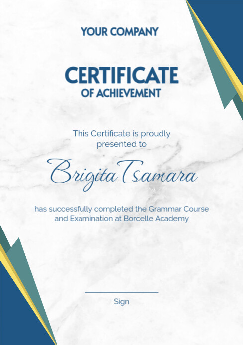 Professional Blue Modern Certificate A4 Document A4 Template | PosterMyWall