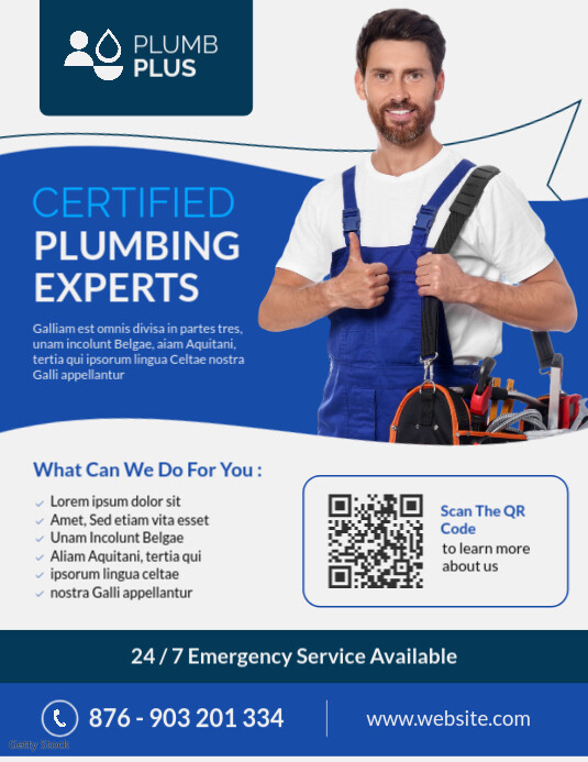 Copy of Professional Blue White And Dark Blue Plumbing Professional ...