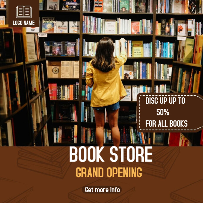 Professional Bookshop Grand Opening Instagram Post Template | PosterMyWall