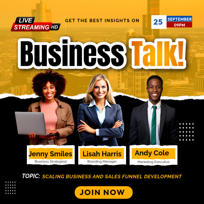 Copy of professional business talk conference zoom online meeting webinar creative ad poster ...