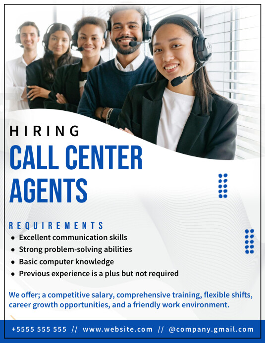 Professional Call Center Agents Hiring Flyer Template | PosterMyWall