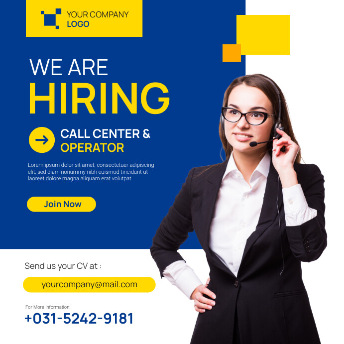 Professional Call Center Hiring Instagram Po Template | PosterMyWall