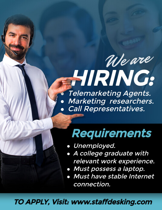 PROFESSIONAL CALL CENTRE HIRING FLYERS Template | PosterMyWall