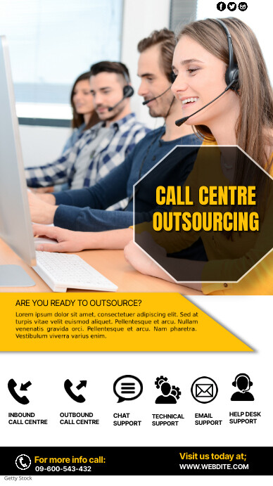 Copy of Professional Call Centre Outsourcing Template | PosterMyWall