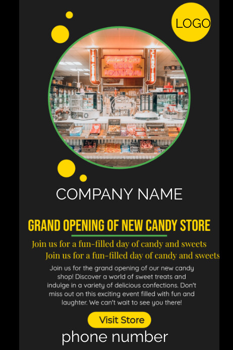 Professional Candy Shop Poster Template | PosterMyWall