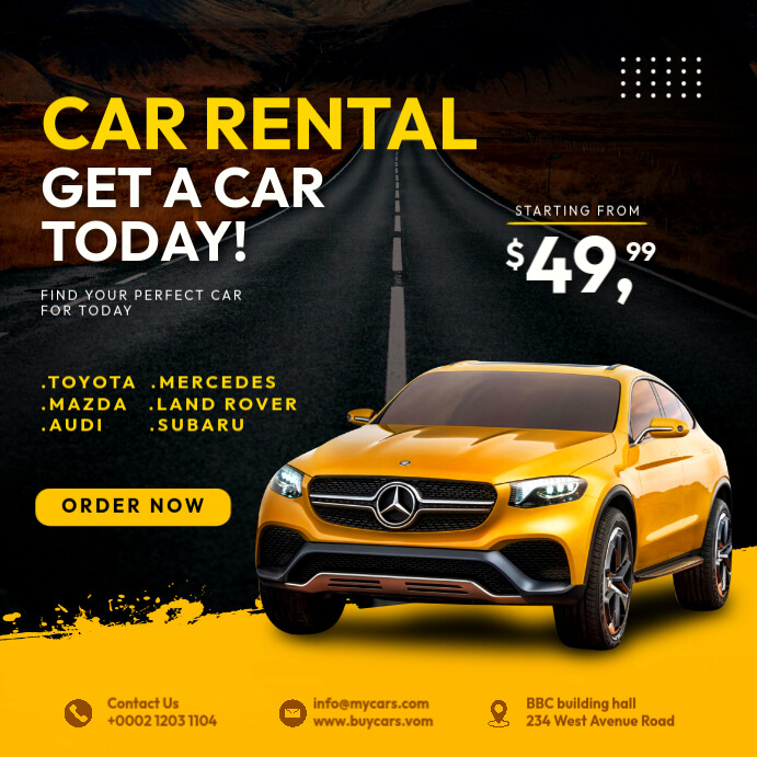Professional Car hire rental flyer design Instagram post template ...