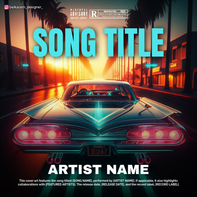 Copy of Professional Car Miami Sunset Album Cover | PosterMyWall