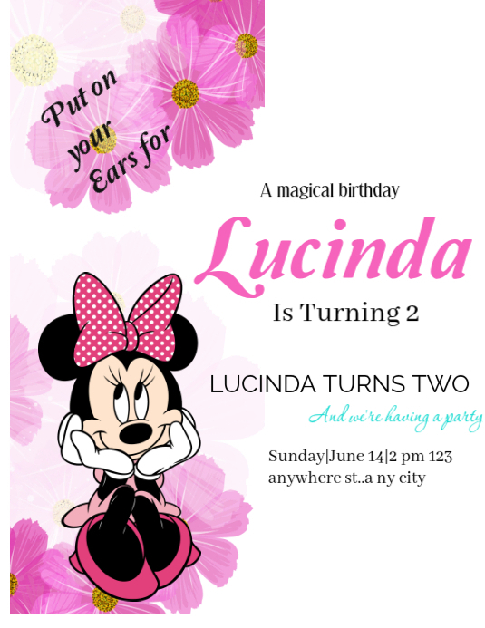 Copy of Professional Carnival Minnie Mouse Birthday Invitation Flyer ...