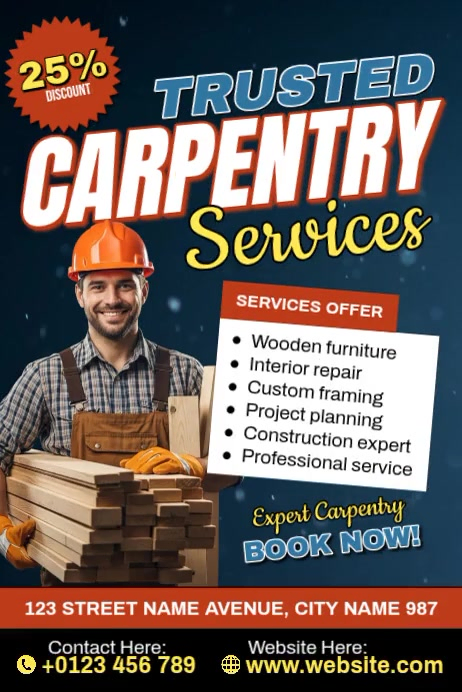 Professional Carpentry Services Ads Template | PosterMyWall