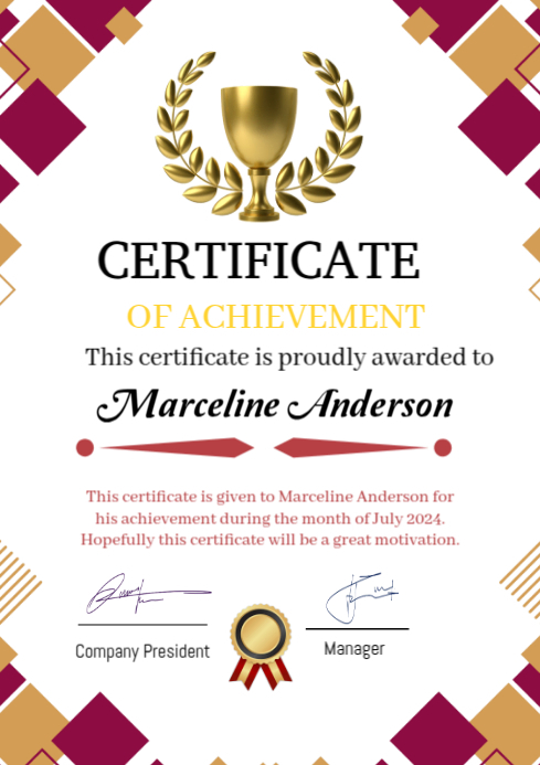 Professional Certificate Of Achievement A4 Template | PosterMyWall