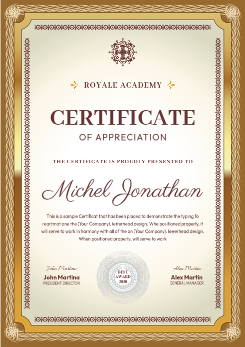 Professional Certificate Of Achievement A4 Template | PosterMyWall