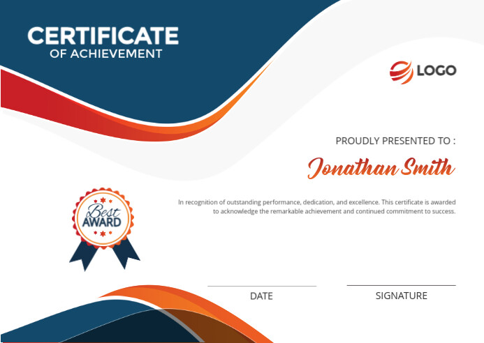 Professional Certificate Of Achievement Template Postcard | PosterMyWall