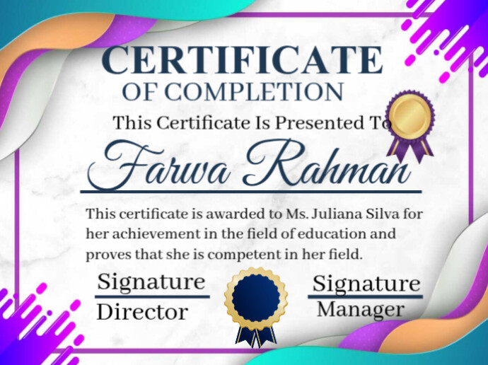 Professional Certificate Of Completion Presentation Template | PosterMyWall
